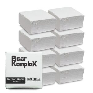 bear komplex superior gym chalk blocks - 8pk of 56 gr blocks - keeps hands dry - train harder for longer - prevent blisters & slippage - chalk for weightlifting, x training, rock climbing, gymnastics