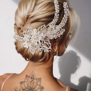 LOVFOIVER Wedding Head Pieces Crystal Bridal Hair Clips Women's Handmade Bridal Rhinestone Wedding Party Hair Accessories