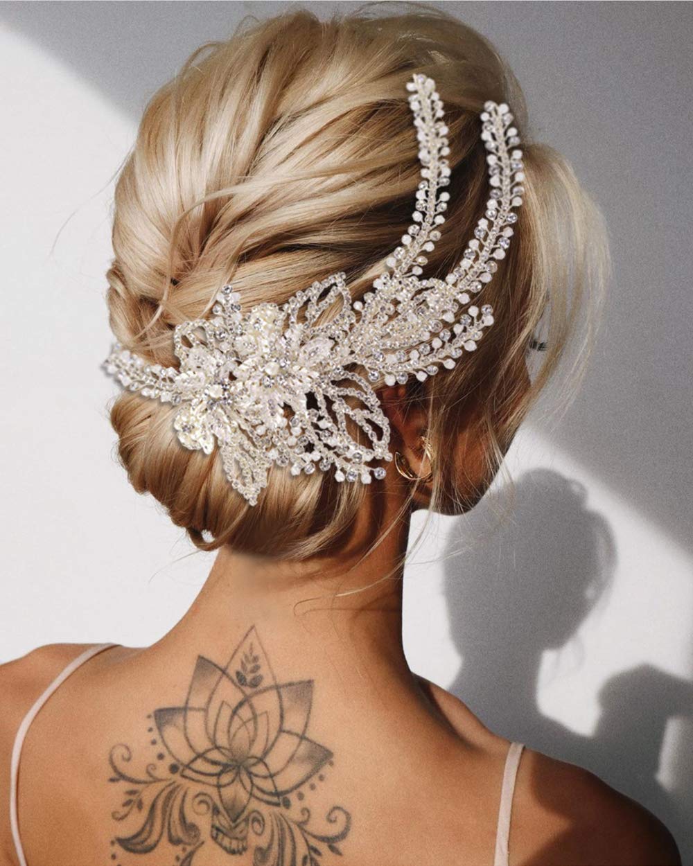 LOVFOIVER Wedding Head Pieces Crystal Bridal Hair Clips Women's Handmade Bridal Rhinestone Wedding Party Hair Accessories