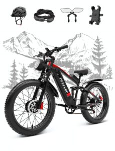 tifgalop adult electric bike, 2000w motor maximum speed 37mph and 52v 22ah detachable lithium battery, maximum range 80km, 26 inch fat tire mountain snow beach electric bike