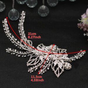 LOVFOIVER Wedding Head Pieces Crystal Bridal Hair Clips Women's Handmade Bridal Rhinestone Wedding Party Hair Accessories