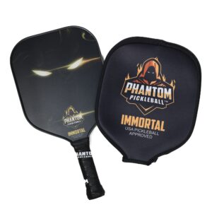 phantom immortal carbon fiber wide body pickleball paddles - max grit and spin - usapa approved – pickleball rackets - pickle-ball equipment with polypropylene core – lightweight (gold)