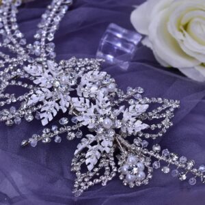 LOVFOIVER Wedding Head Pieces Crystal Bridal Hair Clips Women's Handmade Bridal Rhinestone Wedding Party Hair Accessories