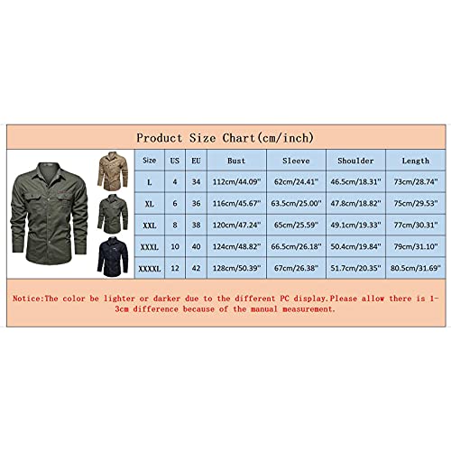 Western Shirts for Men Long Sleeve Snaps Button Work Shirts Plaid Camo Camping Fishing Cowboy Outdoor Tops with Pockets Large