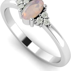 DHRUVANSH CREATIONS 925 Sterling Silver Ethiopian Opal with White Topaz Jewelry Ring, Boho Women Ring, Dainty Ring (8)