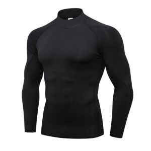 wragcfm men's compression shirts long sleeve athletic running cool dry active tops workout sports gym baselayer（black，s）