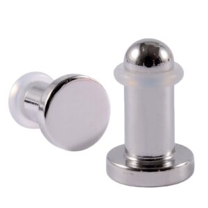 lieson ear plugs, 2pcs surgical steel ear plugs gauges 4mm solid round polished ear gauges 6g silver