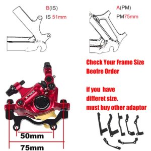 catazer MTB Road HB-100 MTB Road Line Pulling Hydraulic Disc Brake Calipers Front & Rear Mountain Bike Disc Brake E-BIKE Disc Brake (1 Pair Red)