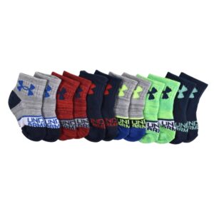 under armour infant/toddler boys essential lightweight quarter socks 6 pack (g(ua379915kl-312)/r, 2-4t)