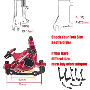 catazer MTB Road HB-100 MTB Road Line Pulling Hydraulic Disc Brake Calipers Front & Rear Mountain Bike Disc Brake E-BIKE Disc Brake (1 Pair Red)