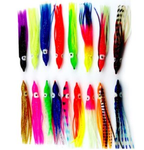 18cm fishing trolling lures octopus skirts bait for marlin tuna mahi dolphin big fishing game saltwater squid skirt fishing tackle (20pcs)