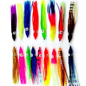 18cm Fishing Trolling Lures Octopus Skirts Bait for Marlin Tuna Mahi Dolphin Big Fishing Game Saltwater Squid Skirt Fishing Tackle (20pcs)