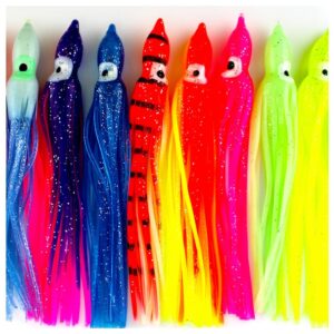 18cm Fishing Trolling Lures Octopus Skirts Bait for Marlin Tuna Mahi Dolphin Big Fishing Game Saltwater Squid Skirt Fishing Tackle (20pcs)