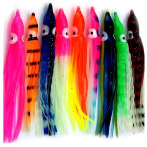 18cm Fishing Trolling Lures Octopus Skirts Bait for Marlin Tuna Mahi Dolphin Big Fishing Game Saltwater Squid Skirt Fishing Tackle (20pcs)