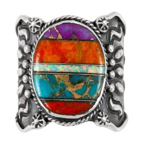 sterling silver gemstone ring with genuine turquoise (multi-00, 9)