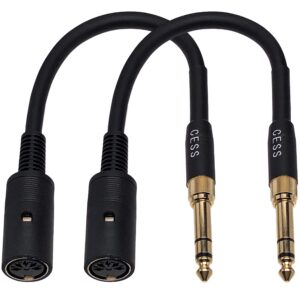 CNCESS CESS-256 5-Pin MIDI to 3.5mm TRS Stereo Adapter Cable with 6.35mm (1/4”) TRS Adapter - 6 Inches, Audio Conversion, Versatile Compatibility, 2 Sets