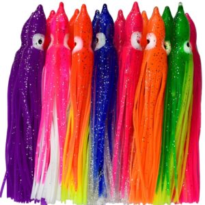 18cm Fishing Trolling Lures Octopus Skirts Bait for Marlin Tuna Mahi Dolphin Big Fishing Game Saltwater Squid Skirt Fishing Tackle (20pcs)