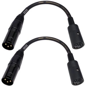 cess-255 midi to xlr cable, female 5-pin midi to 3-pin xlr male plug adapter for fog machines and midi to xlr conversion devices, 6 inches, 2 pack