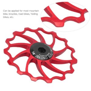 Bike Guide Pulley, 15T Rear Derailleur Pulley Aluminum Alloy Ceramic Bearing Guide Wheel Pulley, Bicycle Guide Wheel for Road Bike, Mountain Bike, MTB, BMX(Red)