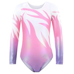 eastbuddy long sleeve leotards for girls gymnastics sparkly toddler gymnastics leotard tumbling outfit pink 10-12 years