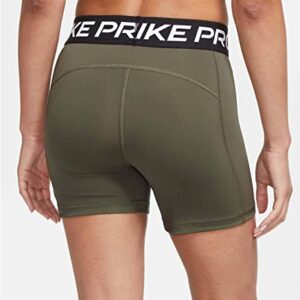 Nike Pro 365 Women's 5" Shorts (as1, Alpha, x_s, Regular, Regular, Medium Olive/Black/Black, Fitted)