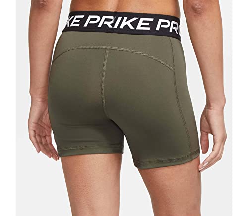 Nike Pro 365 Women's 5" Shorts (as1, Alpha, x_s, Regular, Regular, Medium Olive/Black/Black, Fitted)