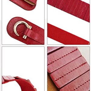 TeeYee Red Leather Belts Elastic Renaissance Waist Stretch Retro Belt Vintage Fashion Medieval Fashion Hook Belt Medium