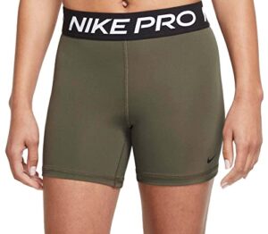 nike pro 365 women's 5" shorts (as1, alpha, x_s, regular, regular, medium olive/black/black, fitted)