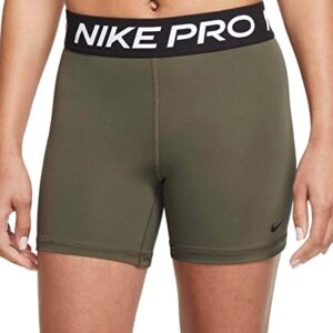 Nike Pro 365 Women's 5" Shorts (as1, Alpha, x_s, Regular, Regular, Medium Olive/Black/Black, Fitted)