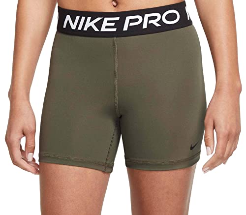 Nike Pro 365 Women's 5" Shorts (as1, Alpha, x_s, Regular, Regular, Medium Olive/Black/Black, Fitted)