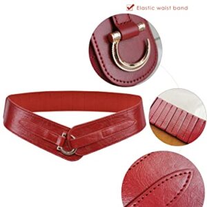 TeeYee Red Leather Belts Elastic Renaissance Waist Stretch Retro Belt Vintage Fashion Medieval Fashion Hook Belt Medium