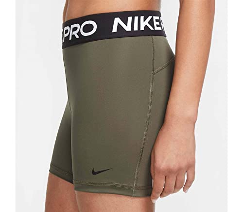 Nike Pro 365 Women's 5" Shorts (as1, Alpha, x_s, Regular, Regular, Medium Olive/Black/Black, Fitted)