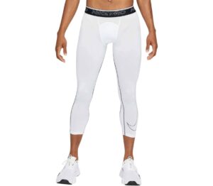 nike pro dri-fit men's 3/4 tights (regular, white/black, medium)