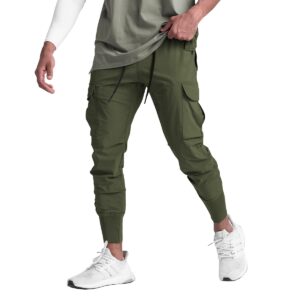 muscle killer mens running jogger pants workout athletic sweatpants lightweight quick dry tapered hiking pants sports pants (army green, large)