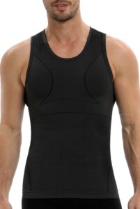 podfan gynecomastia compression shirt for men, slimming tank top undershirts, mens body shaper vest(black,large)