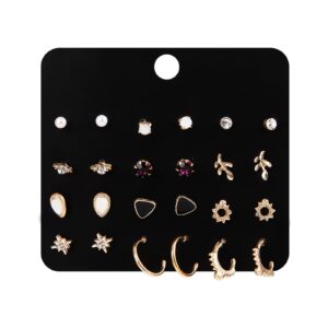 63 Pairs Stud Earrings Set for Women Hypoallergenic Assorted Earrings Moon Lock Stars Faux Pearl Jewelry for Any Occasion