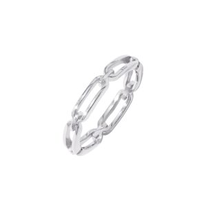 amazon essentials rhodium plated sterling silver chain link band ring size 6, silver