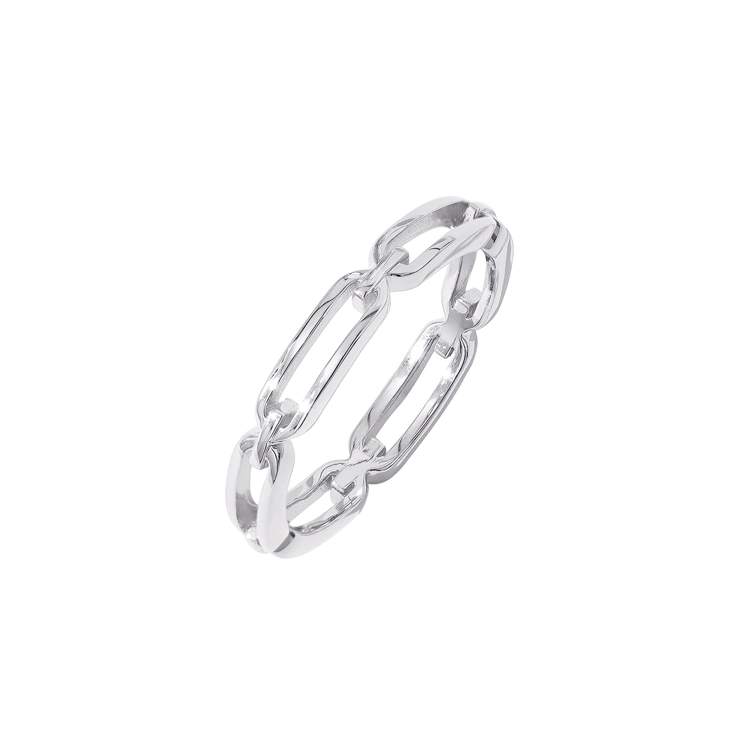 Amazon Essentials Rhodium Plated Sterling Silver Chain Link Band Ring Size 6, Silver