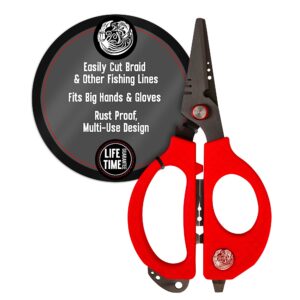 kraken bass fishing scissors - fits big hands or gloves for cutting braided fishing line & modifying baits rust proof