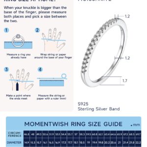 MomentWish Wedding Bands for Women, Moissanite Engagement Ring, Simulated Diamond Wedding Ring S925 Sterling Silver Eternity Rings-Size7