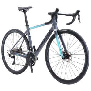 kootu carbon road bike, 700c adult disc brake road bike for men and women full integrated inner cable racing bicycle with shimano 105 r7000 22 speed groupset