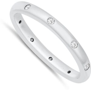 Clear CZ Classic Stacking Eternity Ring New .925 Sterling Silver Band Size 10