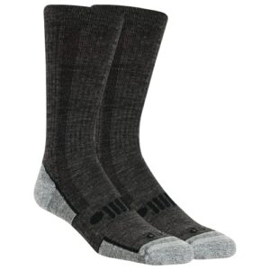 jeep wool blend trail crew socks-2 pair pack-breathable cushioned comfort, gray, women's shoe size 5-10