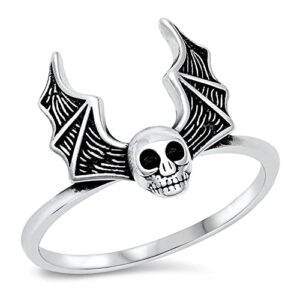 bat skull pure spirit wholesale ring new .925 sterling silver band size 9