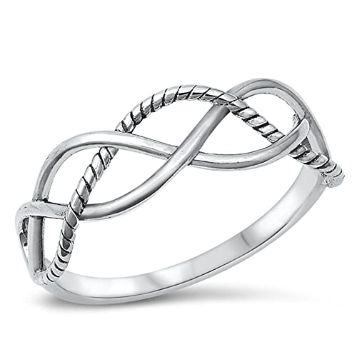 Rope Wave Knot Friendship Unique Ring New .925 Sterling Silver Band Size 10