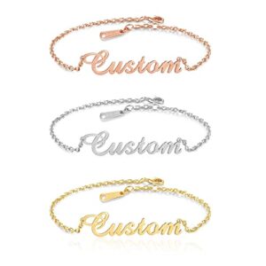 yestime custom name bracelets - 18k gold plated adjustable personalized name anklet bracelets, customized jewelry gift for women girlfriend