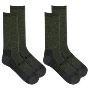 Jeep Heavy Duty Wool Crew Socks-2 Pair Pack-Cushioned Comfort, Green, Men's Shoe Size 8-12