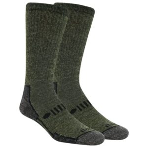 jeep heavy duty wool crew socks-2 pair pack-cushioned comfort, green, men's shoe size 8-12