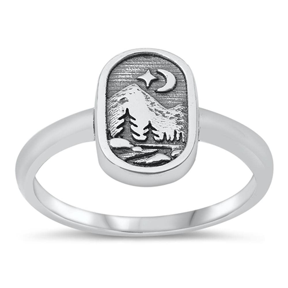 Nature Scene Outdoor Beautiful Ring New .925 Sterling Silver Band Size 5