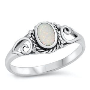 celtic rope white simulated opal unique ring new .925 sterling silver band size 6